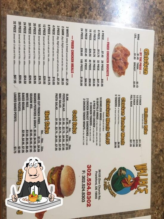 Menu at wallace burgers,chicken and tacos restaurant, USA, Zion Church Rd