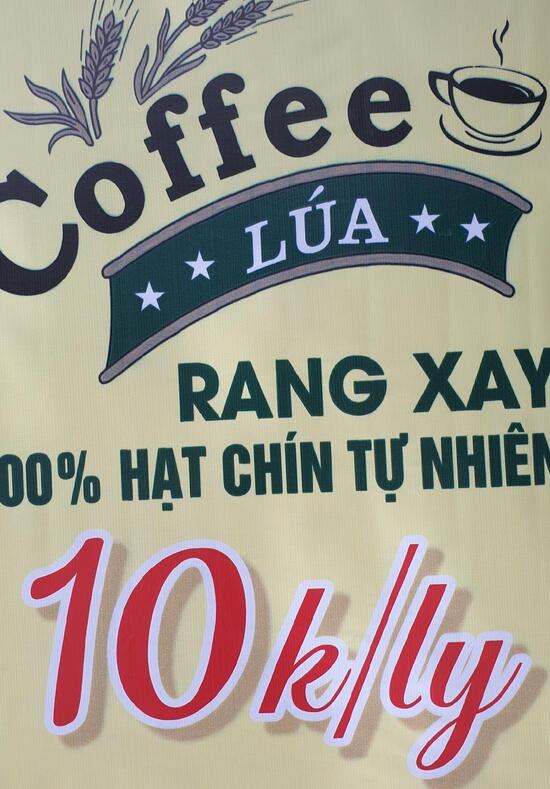 Menu at Coffee Lúa, Vietnam