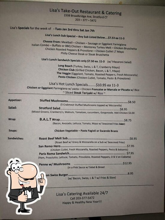 Lisa's Take Out Restaurant & Catering in Stratford - Restaurant menu ...