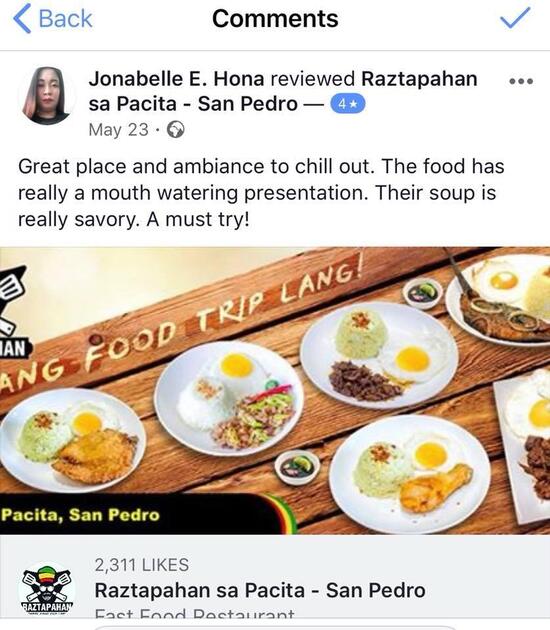 Menu at Raztapahan sa Pacita - San Pedro, Laguna restaurant, San Pedro