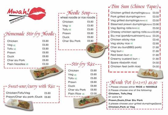 Menu at Mwah Dim Sum Bar, Hastings