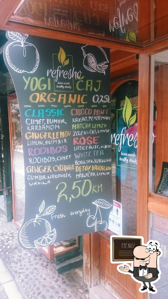 Menu at Refresho (smoothie bar & Caffe shop), Sarajevo