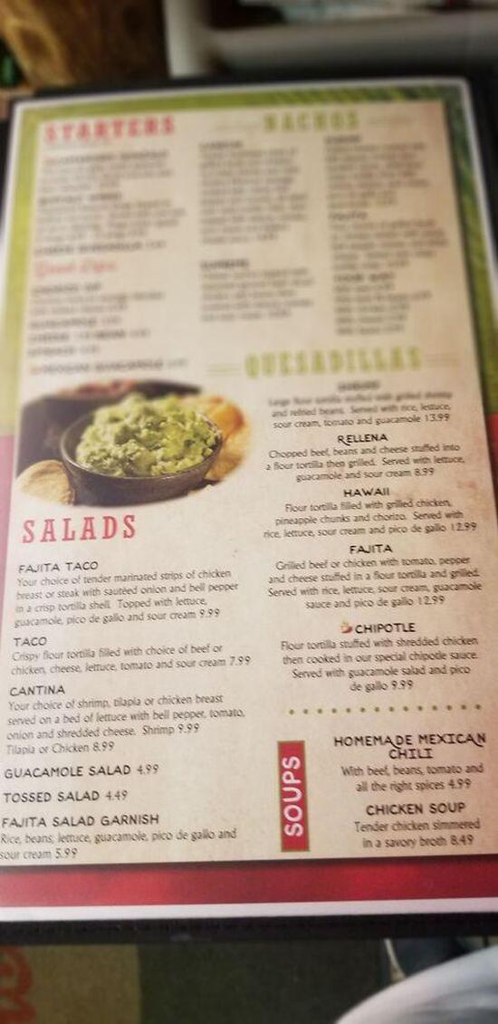 Menu at Cancun Mexican Restaurant & Cantina, Fenton