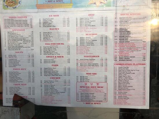 Menu at Dynasty Chinese Restaurant, Solomons