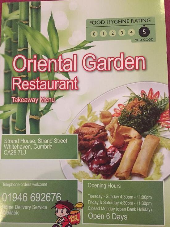 Menu at Oriental Garden restaurant, Whitehaven