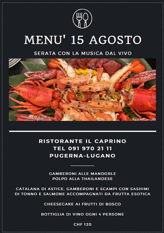 Menu at Ristorante Il Caprino, Lugano, Vicolo Delle Cantine 5 Pugerna