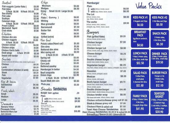 Menu at Knight Street Milk Bar & Take Away, Shepparton