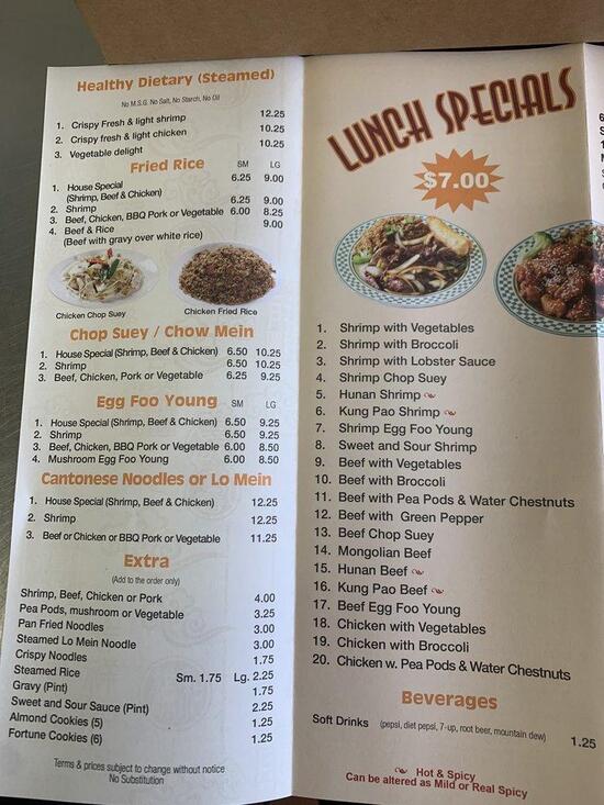 Menu at Szechwan Palace Richmond restaurant, Richmond, Kenosha St A