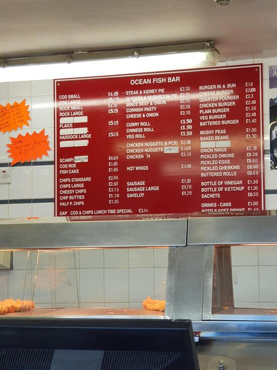 Menu at Ocean Fish Bar, Colchester