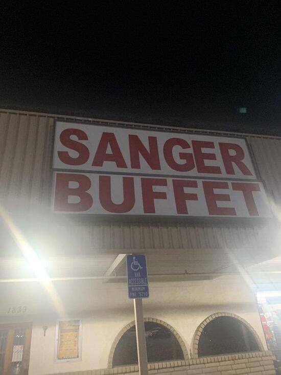 Menu at Sanger Buffet restaurant, Sanger