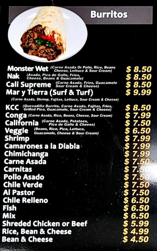 Menu at Jilberto's Taco Shop restaurant, Valley Center, Valley Center Rd