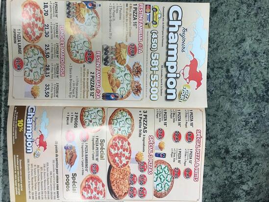 Pizza Champion Repentigny 2 pour 1 pizzeria, Repentigny - Menu du ...