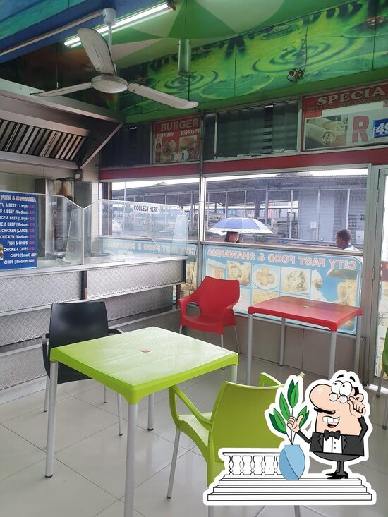 Menu au City fast food, Durban