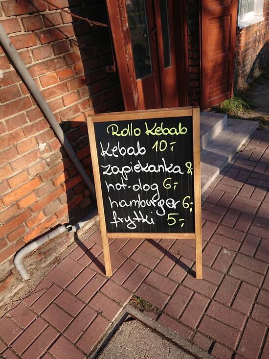 Menu at Rollo Kebab restaurant, Piastów