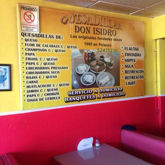 Menu at Quesadillas Don Isidro restaurant, Mexico City, Av. Stim 1283