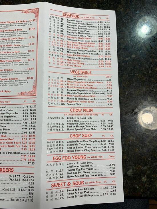 Menu at King's Palace restaurant, Denville