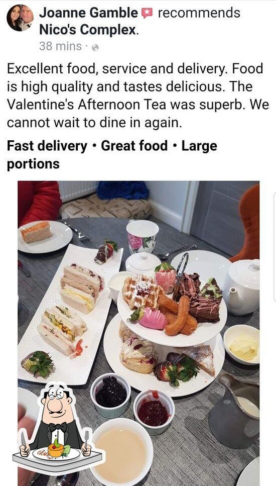 Menu at Nico's Complex restaurant, Ballymoney