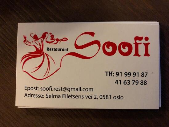 Menu at Soofi Restaurant, Oslo
