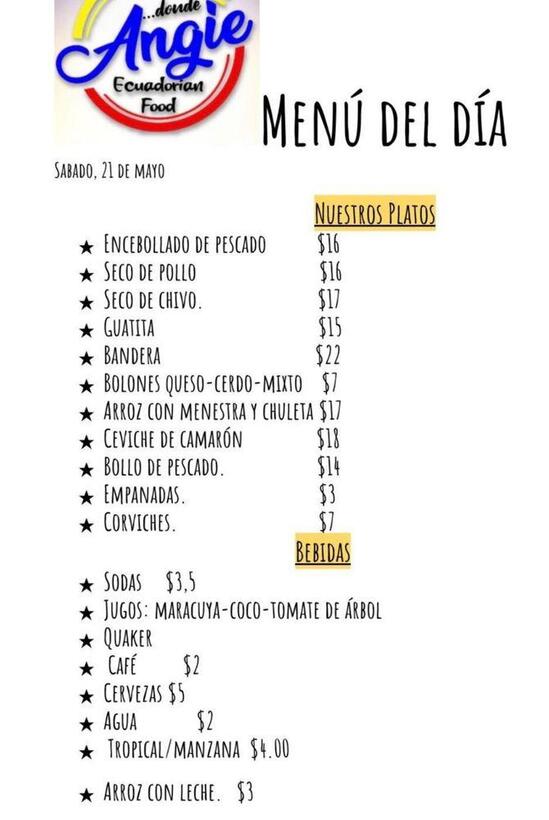 Menu at...donde Angie restaurant, Buena Park