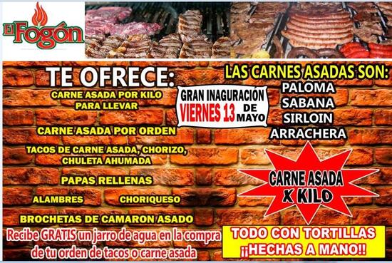 Menu at El Fogon restaurant, Magdalena Municipality