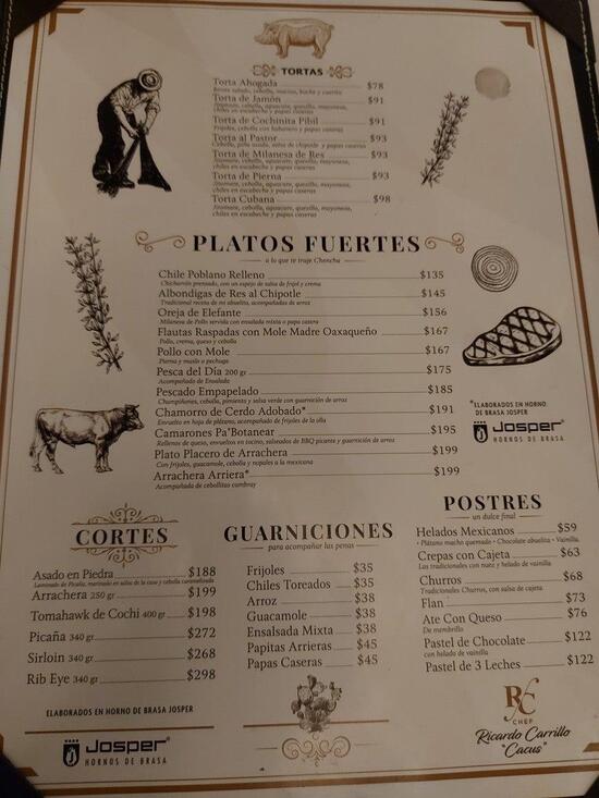 Carta del restaurante Casa Dolores - Av. Chapultepec, Guadalajara
