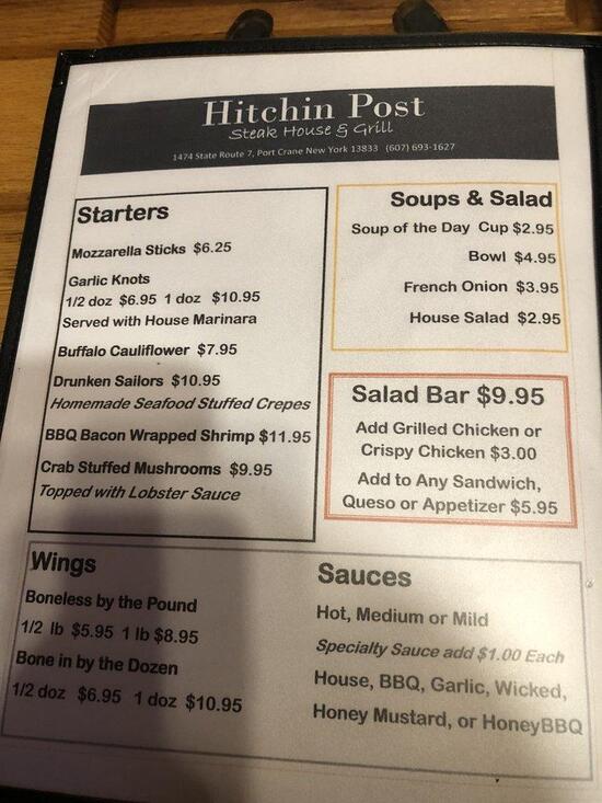 Menu at Hitchin Post Steakhouse & Grill, Sanitaria Springs, NY-7