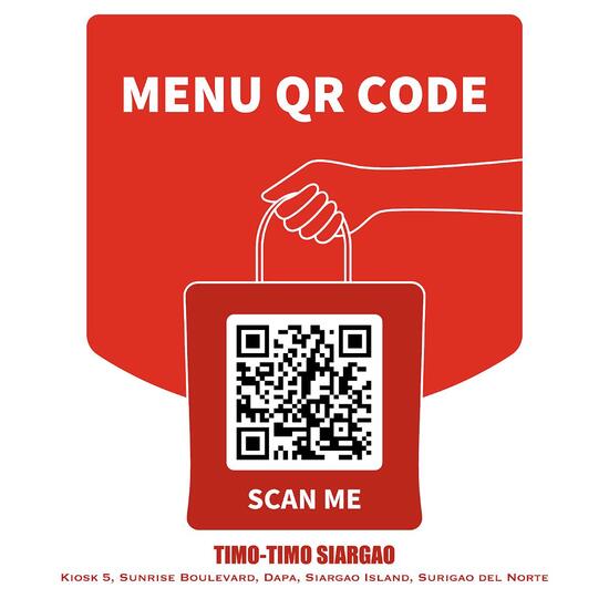 Menu at Timo-Timo Siargao restaurant, Dapa