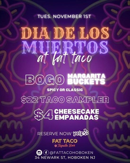 Menu at FAT TACO TEQUILA BAR Hoboken, Hoboken, 32 Newark St.