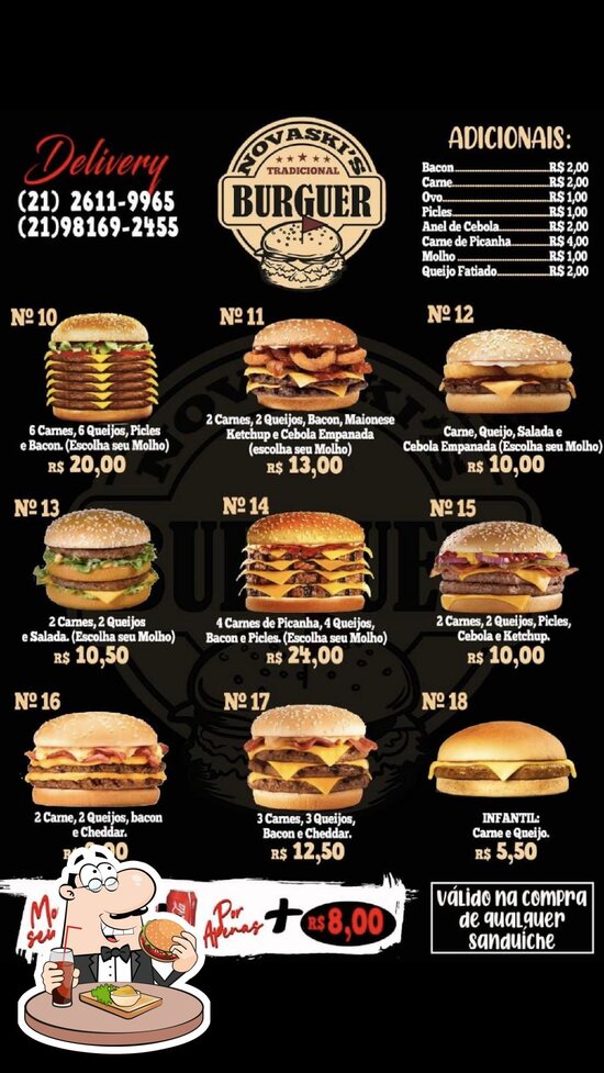 Menu at Novaski’s Burguer restaurant, Niterói