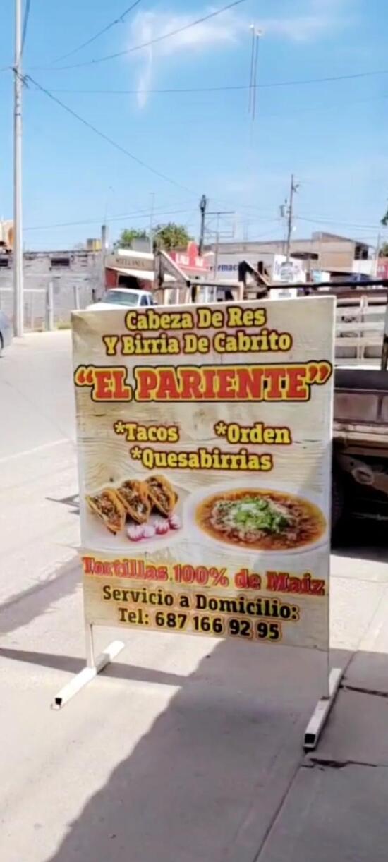 Menu at Cabeza De Res Y Birria De Cabrito El Pariente restaurant ...