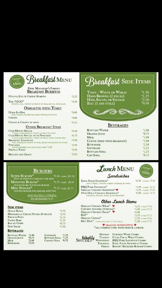 Menu at Club House Grill, Spangdahlem
