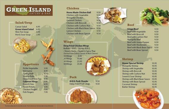 Carta del restaurante Green Island Chinese cuisine, Niagara Falls