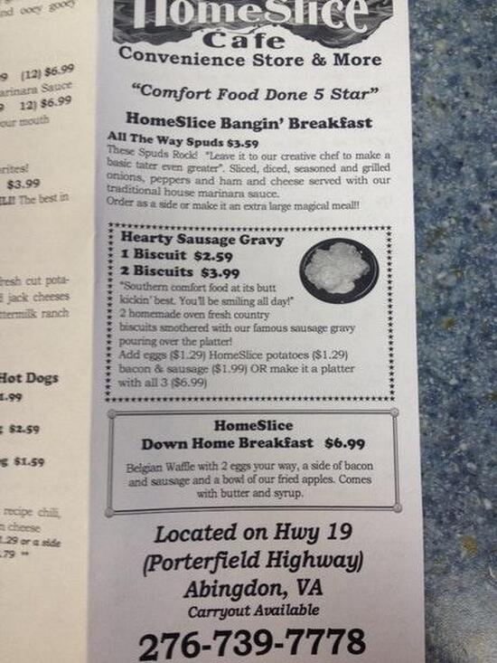 Menu at Homeslice restaurant, Abingdon