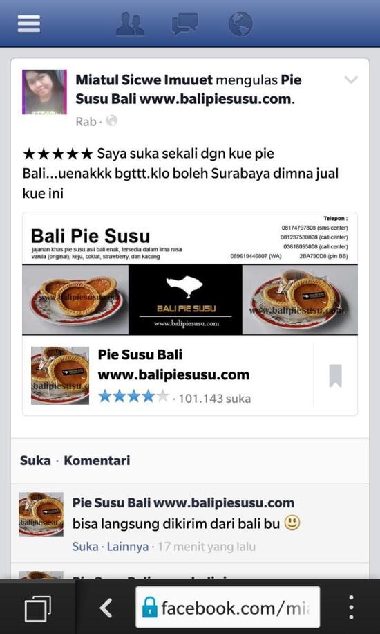 Menu at Bali pie susu (alamat baru), Denpasar