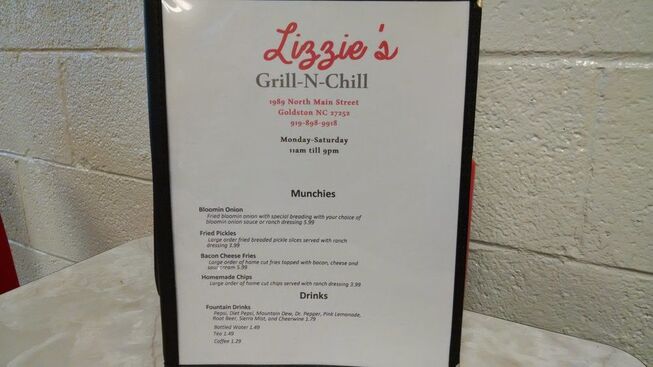 Menu at Lizzie's Grill-N-Chill desserts, Goldston