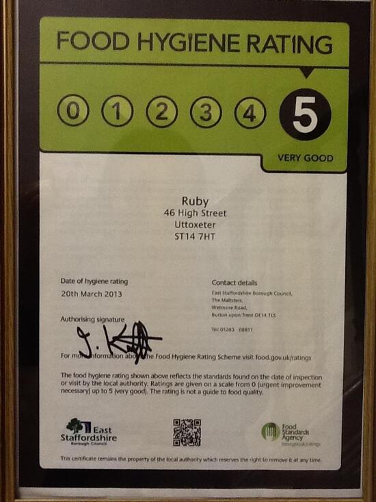 Menu at Ruby's Chinese Takeaway fast food, Uttoxeter
