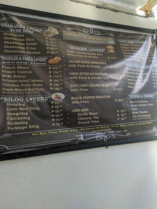 Menu at Food Express By: Zach and Zian restaurant, Paniqui