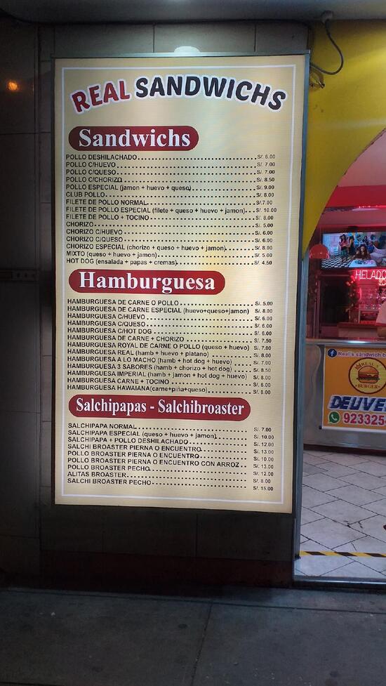 Real's sándwich burger restaurant, Lima - Restaurant reviews