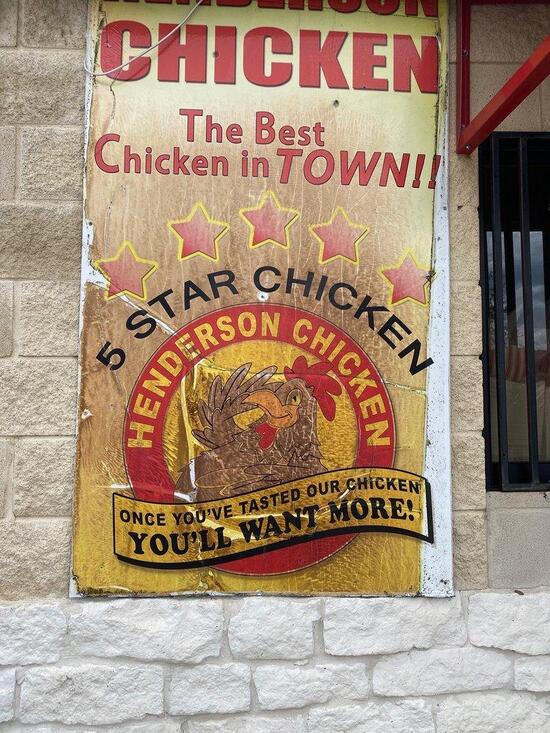 Menu at Henderson Chicken restaurant, DeSoto