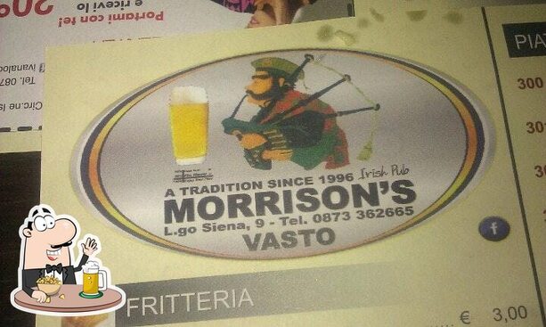 Menu da Morrison Pub, Vasto