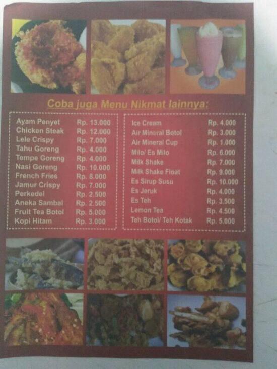 Menu at Ayam Geprek Sa'i Wonosalam restaurant, Demak