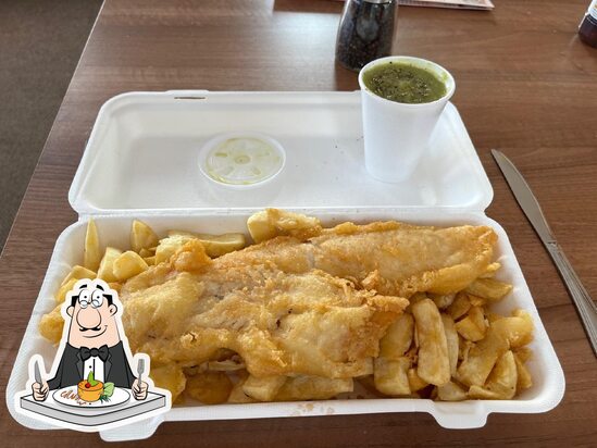 Menu at Torrisholme Fisheries fast food, Morecambe