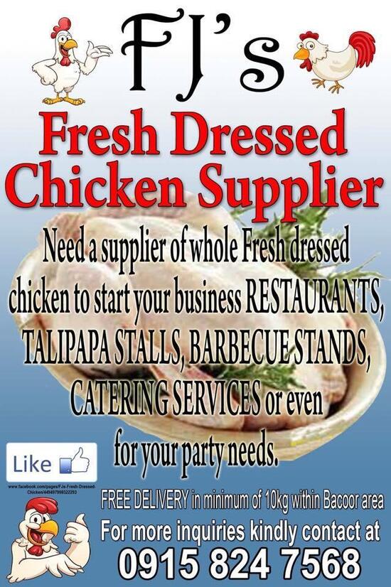Menu at FJ's fresh dressed chicken, Cavite City