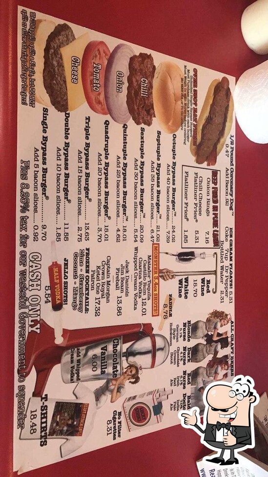 Menu at Heart Attack Grill restaurant, Las Vegas, 450 Fremont St #130