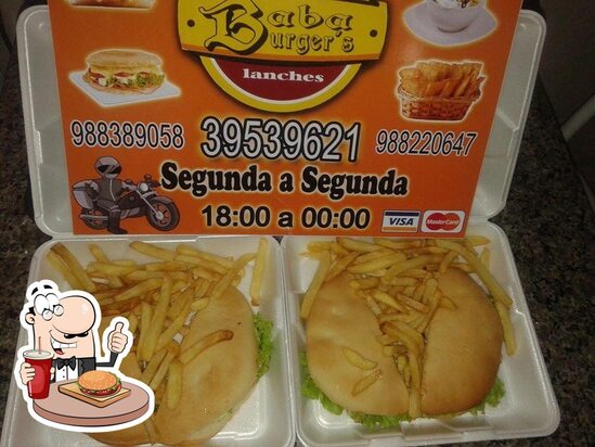 Menu at BABA Burger's restaurant, Jacareí