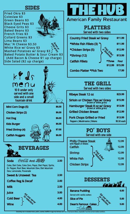Menu at The Hub American Family Restaurant, Crestview