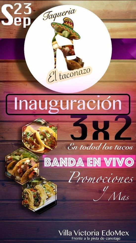 Menu at Taqueria "El Taconazo " restaurant, Villa Victoria