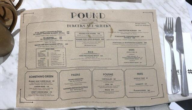 Menu at Pound by Todd English restaurant, Mandaluyong, 316 Epifanio de ...