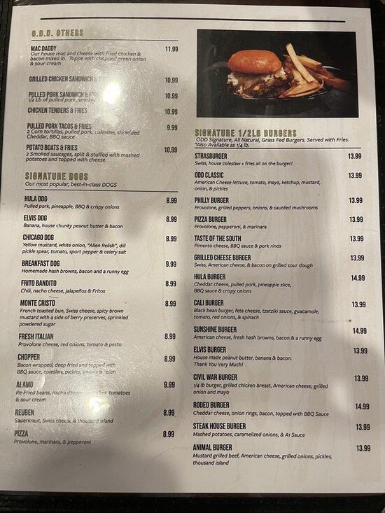 Menu at Old Dominion Doggery & Burger Shoppe restaurant, Strasburg