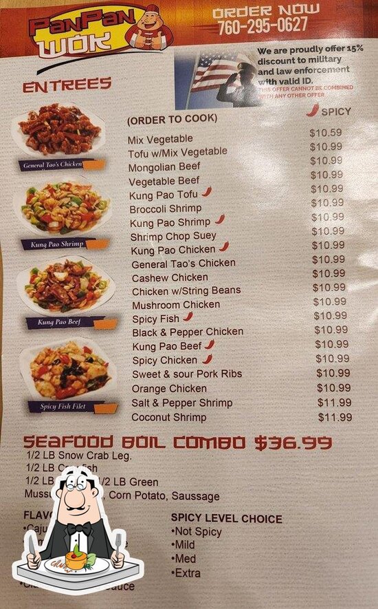 Menu at PanPan wok restaurant, Oceanside, 461 College Blvd #3